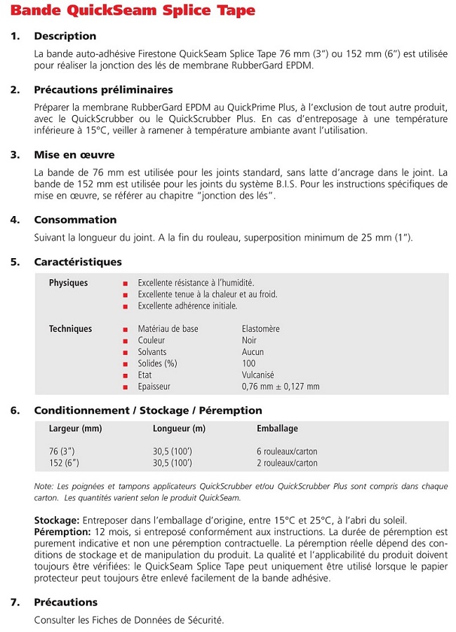 FIRESTONE Quick Seam 3" splice tape le ml