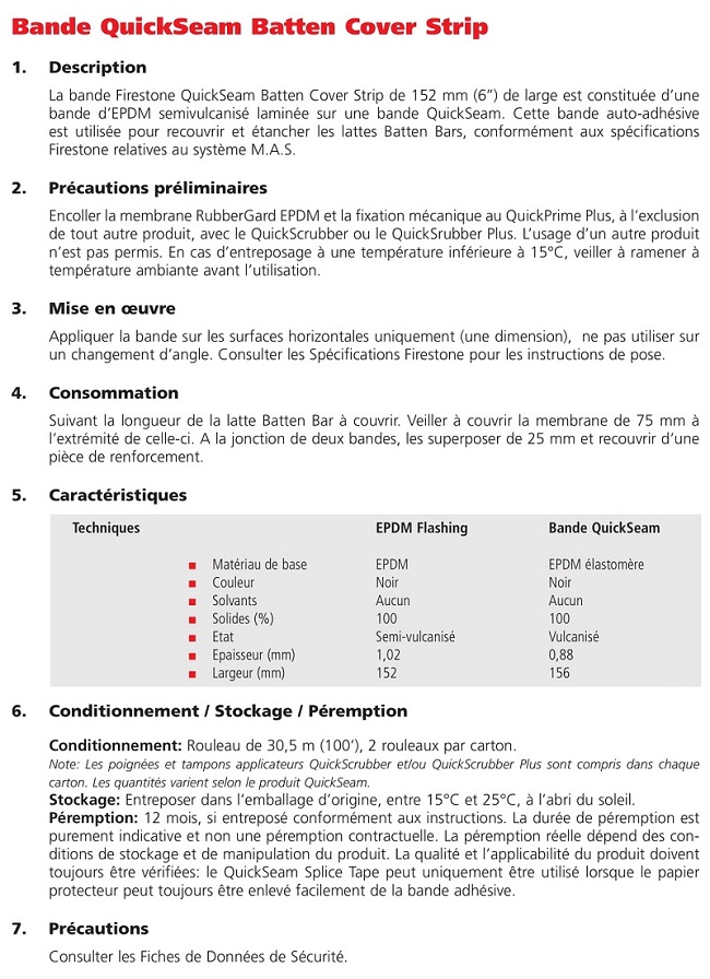 FIRESTONE Quick Seam batten cover strip le ml